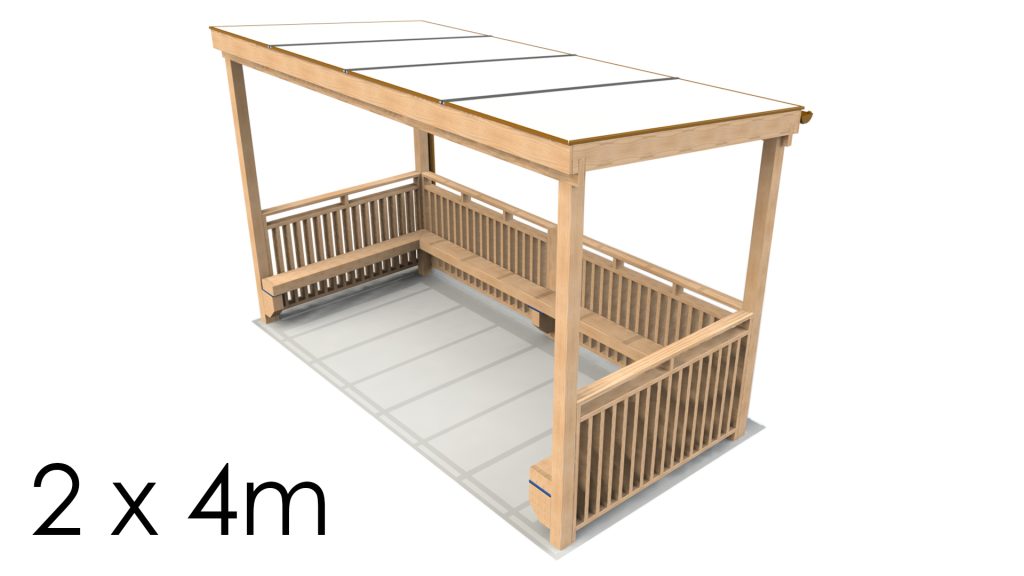 2 x 4m Poly Roof Shelter with Infills and seats - IQ Play