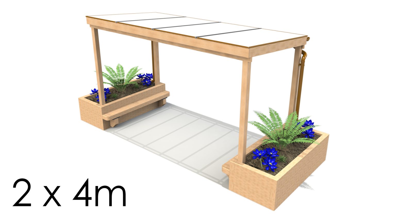 2 x 4m Poly Roof Shelter with Planters - IQ Play